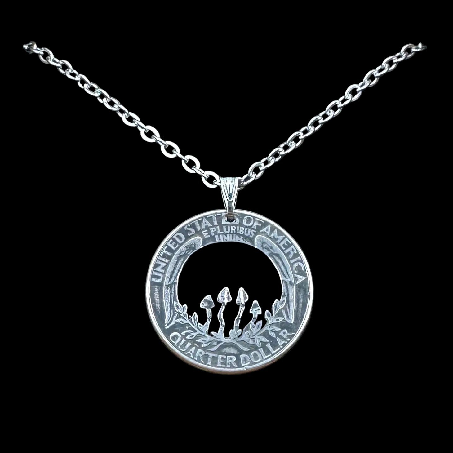 U.S. Custom Mushroom Quarter Hand Cut Coin Necklace – Mountainstruck ...
